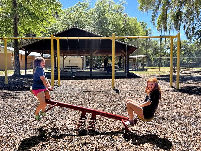 At Micanopy's town ballpark, childhood unfolds the old-fashioned way&mdash;with actual seesaws, real dirt, and not a charging station in sight.