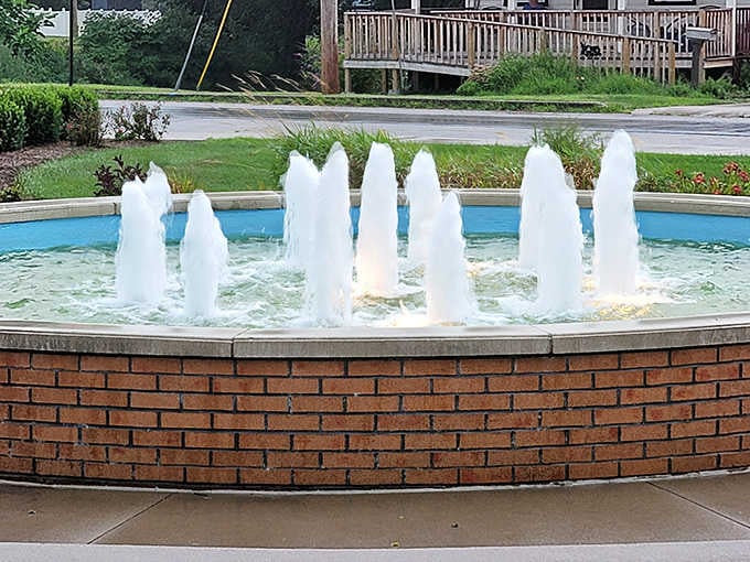 The entrance fountain welcomes visitors with dancing water jets &ndash; nature's way of saying "your meeting spot has arrived."