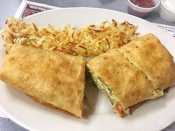 This veggie-packed creation isn't just a meal, it's an edible work of art with crispy edges and savory fillings.