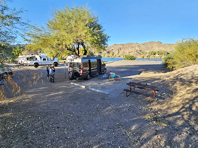 Desert explorers find their perfect basecamp, where RVs and camper vans become front-row seats to nature's greatest show.