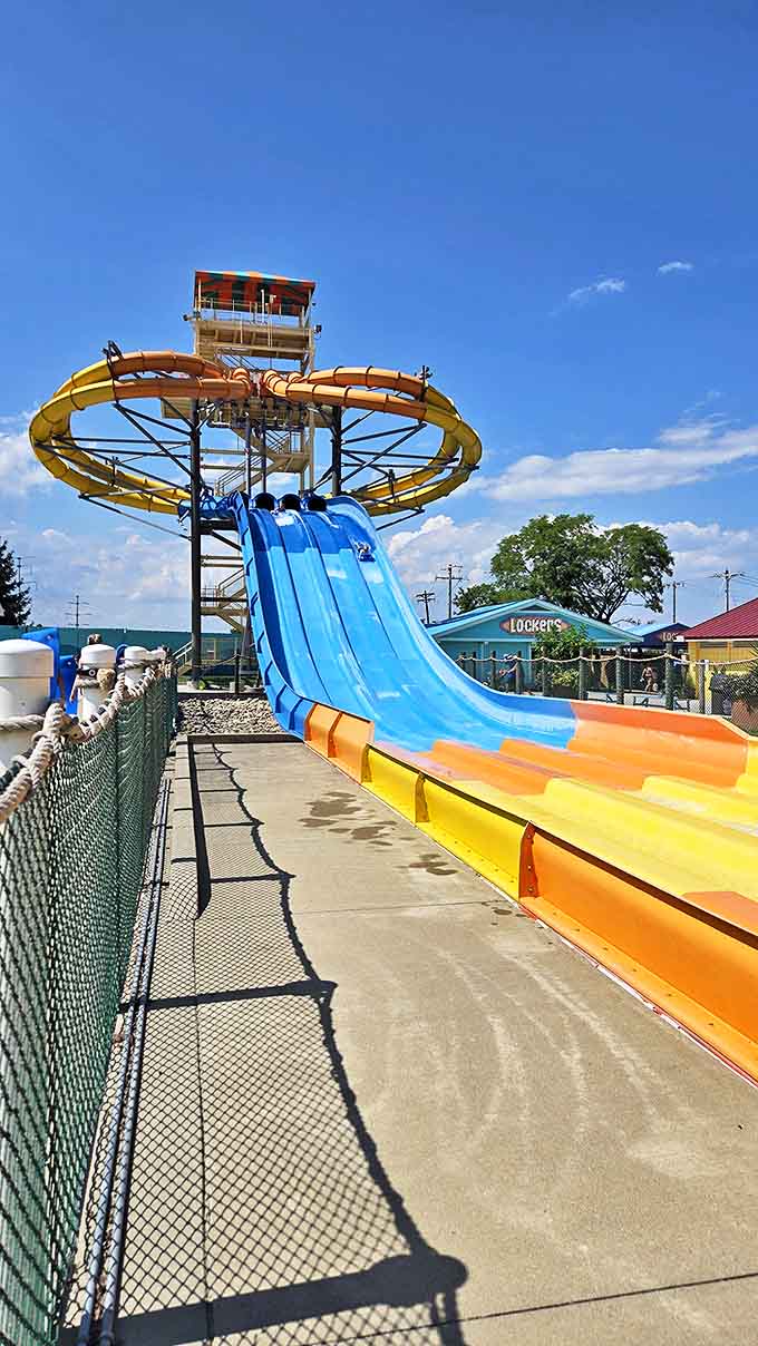 Another slides: This towering water slide looks deceptively fun until you're standing at the top wondering about your life choices.