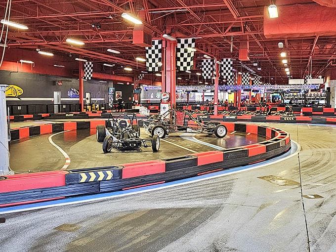 Checkered flags and burning rubber – the indoor go-kart track lets you channel your inner speed demon without those pesky speeding tickets.