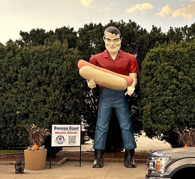 As golden hour bathes the giant in warm light, his mischievous grin seems to say, "You know you had to stop."