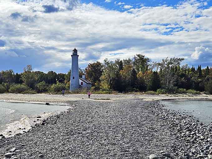 The picturesque lighthouse creates postcard-worthy views from every angle. No filter needed when Michigan serves up scenery this good!
