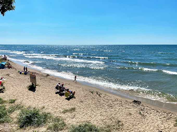 Lake Michigan's waves create nature's most reliable therapy session – no appointment or insurance required.