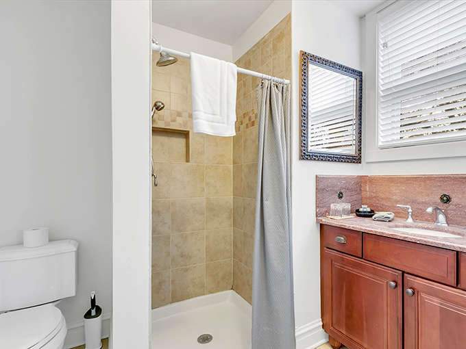 Even the bathroom feels fancy here, proving that Victorians understood luxury extended to every corner of the home, not just the public spaces.