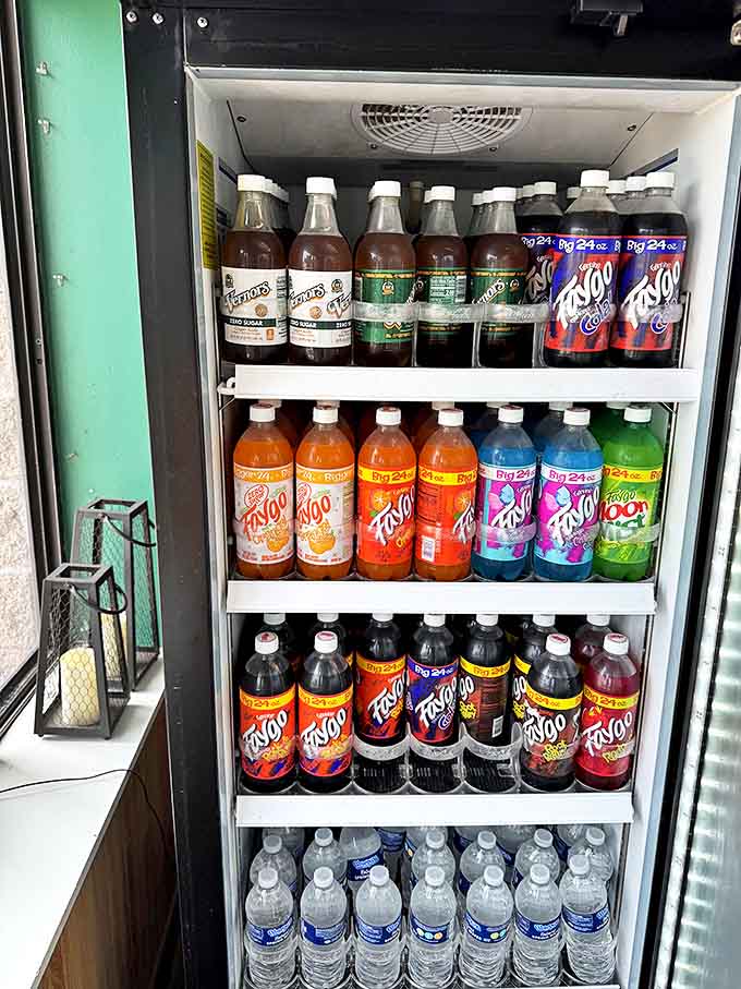 Michigan's beloved Faygo sodas line the cooler, offering the perfect sweet companion to your savory pasty &ndash; a pure Michigan pairing.