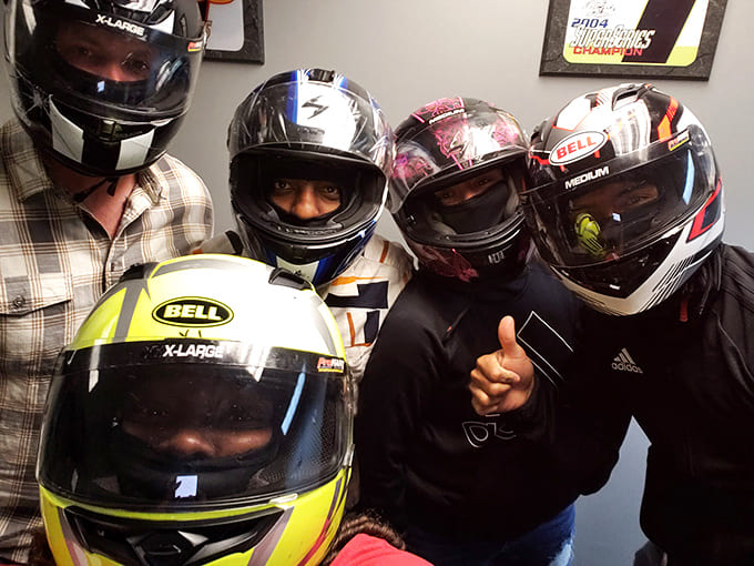 Helmets on, game faces ready! These racers are about to discover who has the fastest reflexes in Minnesota.