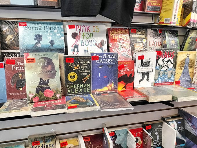 From classics to contemporary fiction, the book selection spans genres and generations with unexpected juxtapositions.