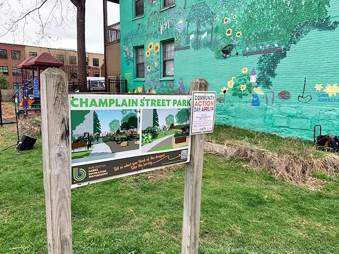 Champlain Street Park's colorful mural brightens even the grayest Vermont day, proving good art belongs everywhere, not just in galleries.