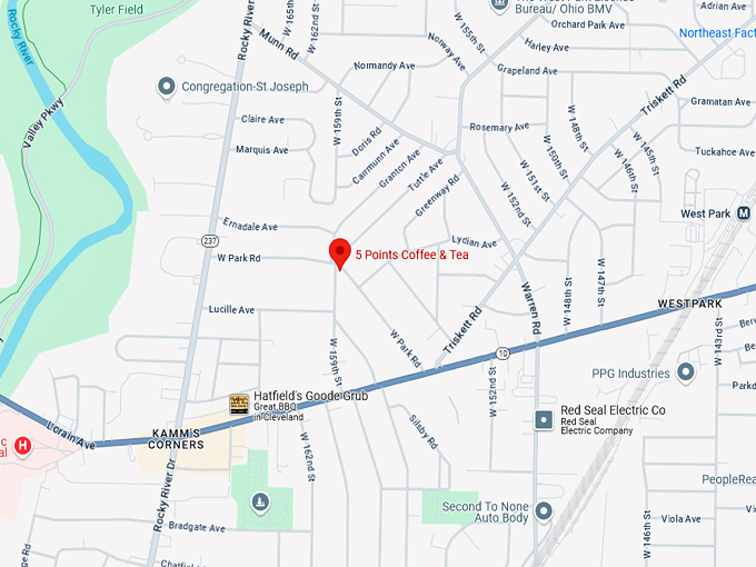 5 points coffee & tea 10 map