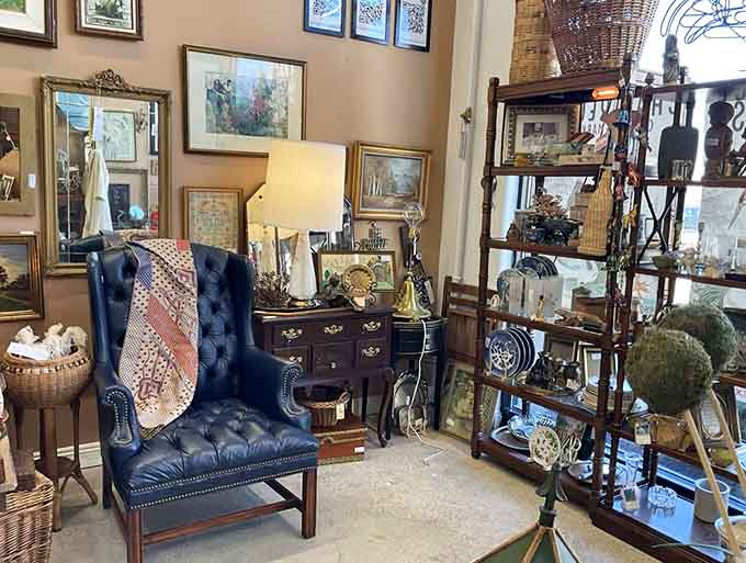 An eclectic collection where ornate mirrors meet elegant furniture, proving that different eras can absolutely be friends.