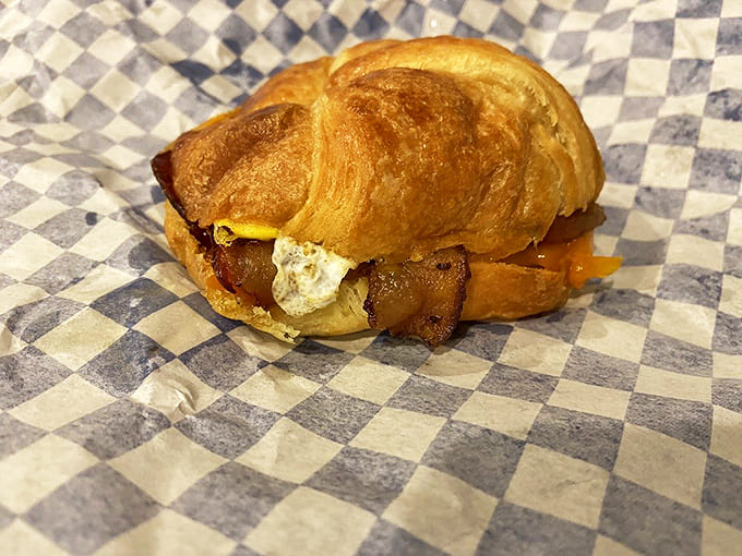 Breakfast perfection on a croissant &ndash; where buttery pastry meets bacon, egg and cheese in a morning miracle that's worth waking up for.