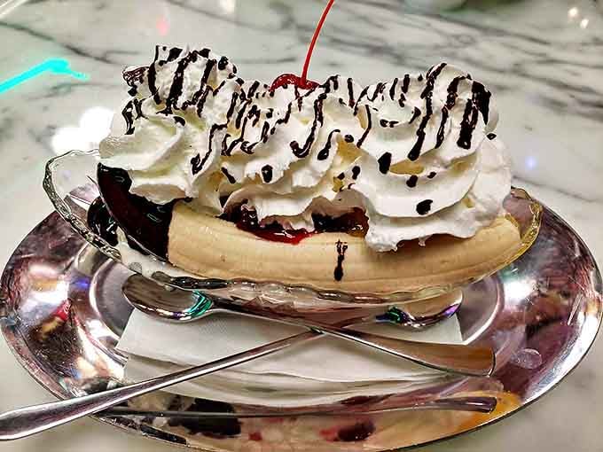 The classic banana split gets the Cherry Smash treatment &ndash; enough whipped cream to make you wonder if there's a dairy shortage elsewhere in Florida.