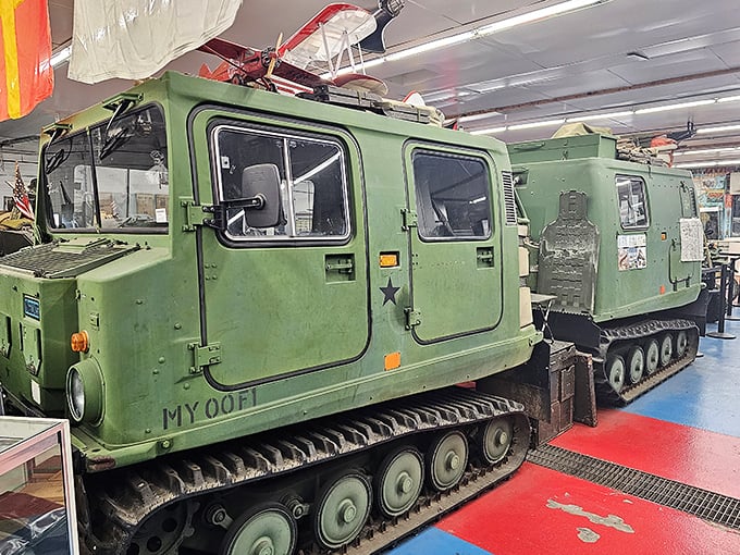 The museum's tracked transport vehicle looks ready to rumble across rough terrain – just don't expect it to fit in your garage.