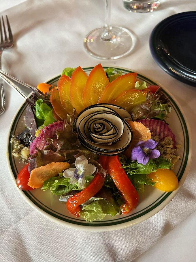 When your salad looks like it belongs in an art gallery, you know you're in for something special beyond ordinary dining.