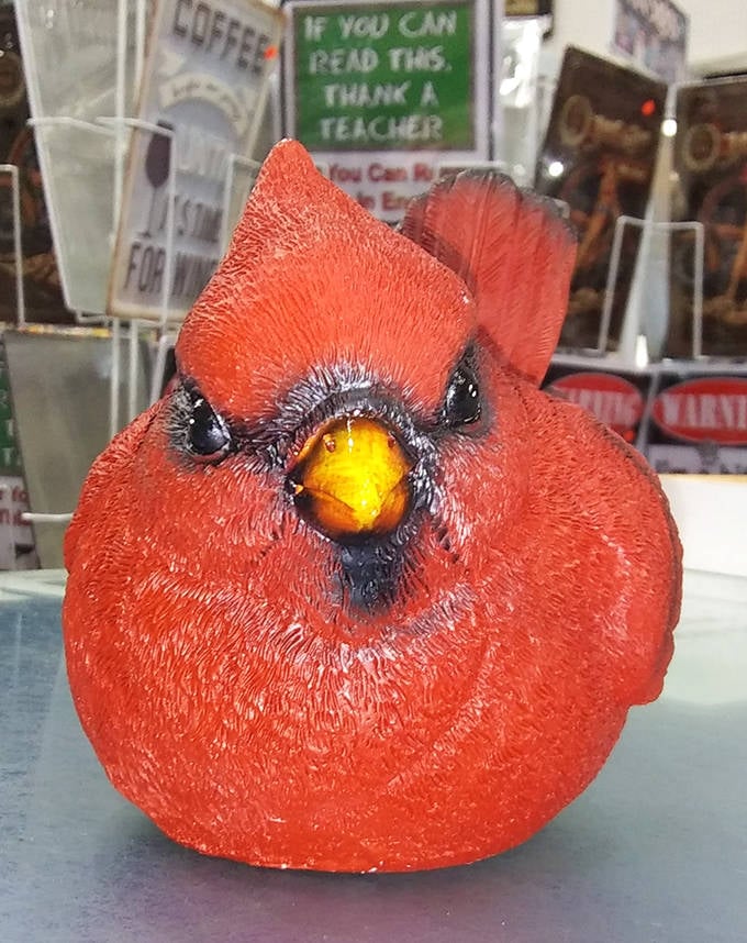 This cardinal figurine isn't just decorative &ndash; it's judging your other purchases with that side-eye that says, "Really? Another moose-themed item?"