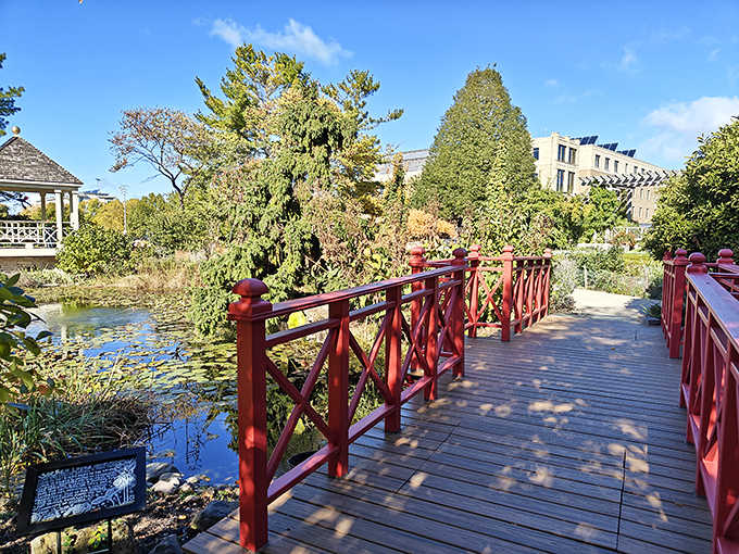 The iconic red bridge isn't just for crossing water&mdash;it's for crossing continents, from Wisconsin to Japan in ten steps.
