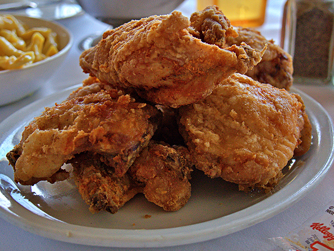 A mountain of crispy chicken that says, "Go ahead, we dare you to try finishing this." Challenge accepted!