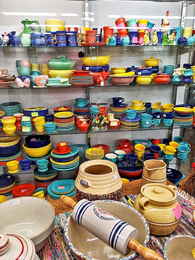 A rainbow of vintage dishware proves that before minimalism, American kitchens were playgrounds of color that would make Instagram influencers weep with envy.