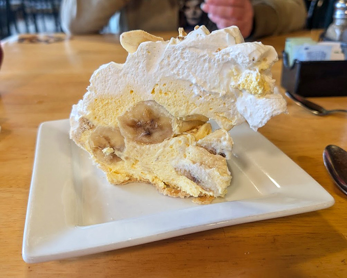Banana cream pie that would make your grandmother jealous &ndash; layers of custard, fresh bananas, and whipped cream create a dessert worth driving across state lines for.