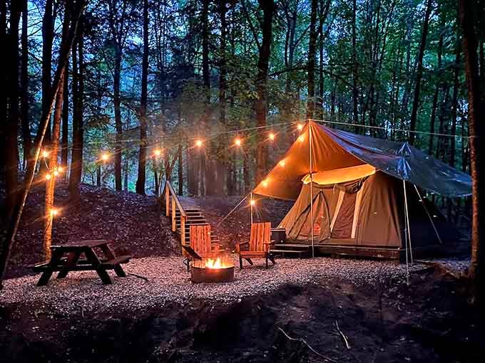 Glamping under the stars next to a Maine desert beats any hotel room, offering campfire ambiance with actual beds and zero regrets.