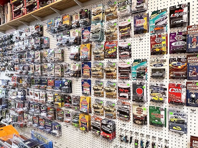 Each tiny car tells a story &ndash; from muscle machines to classic cruisers, this wall of miniature automotive history captivates collectors young and old.