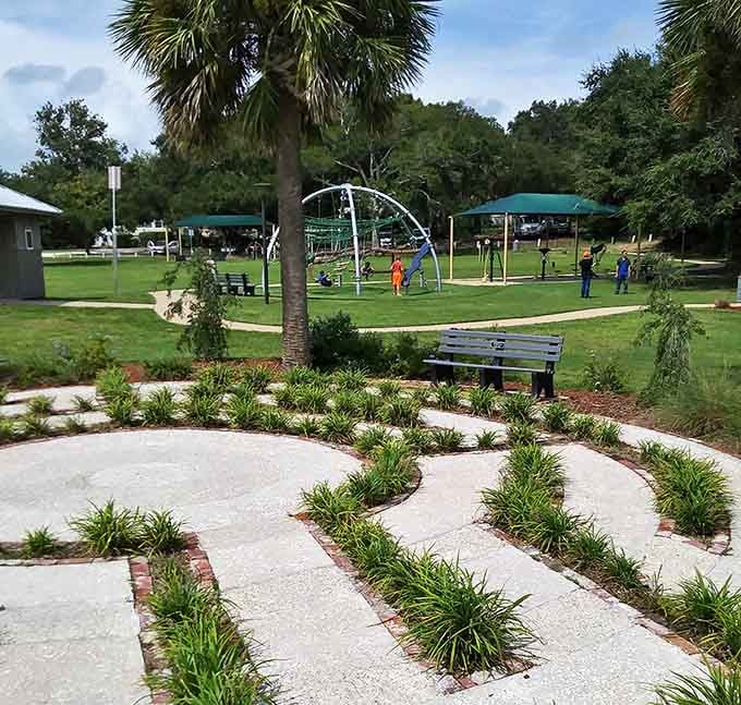 Egan's Creek Park offers playground equipment and open spaces where kids can actually be kids without someone shushing them every five seconds.