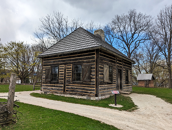 This rugged Fur Trader's Cabin makes modern "roughing it" look like the Ritz Carlton &ndash; no Wi-Fi, but plenty of authentic frontier charm.