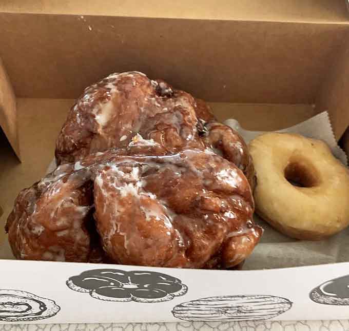That apple fritter isn't just big, it's "cancel your lunch plans because you're full" big, and absolutely worth it.