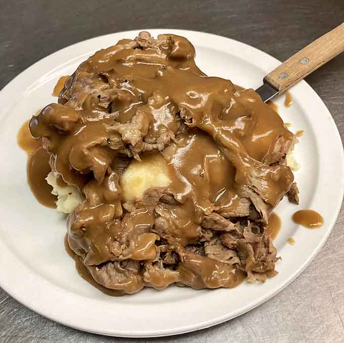 When your prime rib comes swimming in gravy with a mountain of mashed potatoes, you know someone in that kitchen loves you.