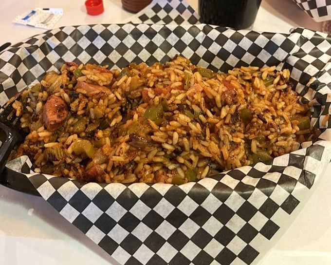 Each spoonful of jambalaya tells a story of slow-cooked perfection, where every grain of rice has soaked up the essence of Louisiana.