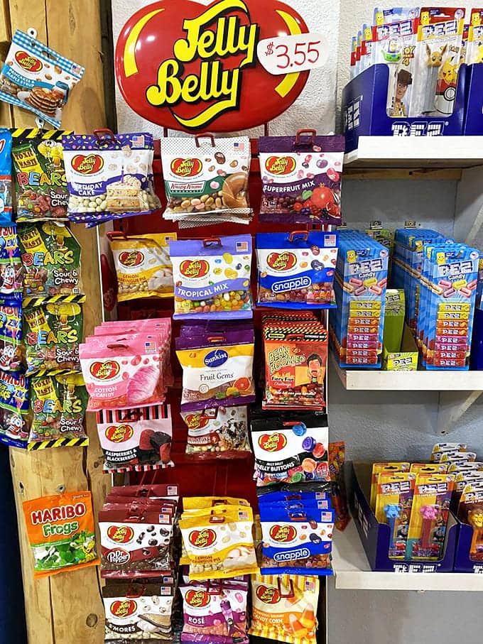 Jelly Belly beans in every imaginable flavor create a colorful mosaic of sweetness that's almost too pretty to disturb. Almost.