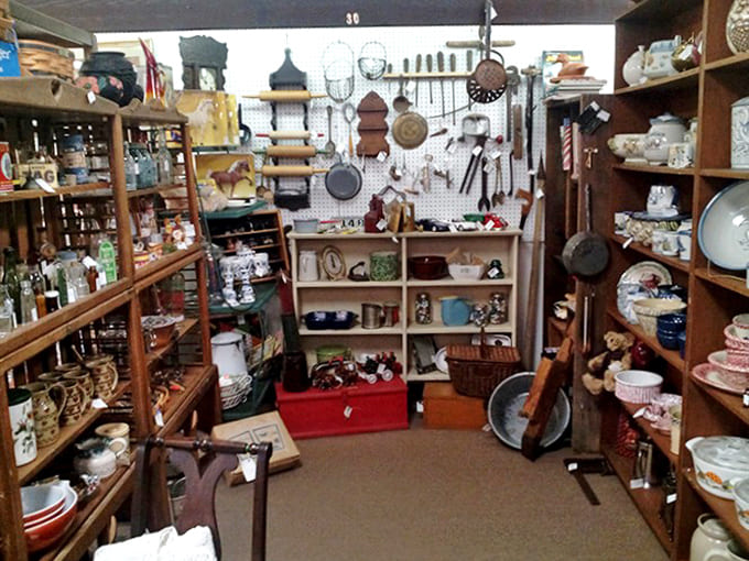 Kitchen tools that grandmother used hang in perfect formation – silent witnesses to family recipes, holiday gatherings, and the evolution of American home cooking.