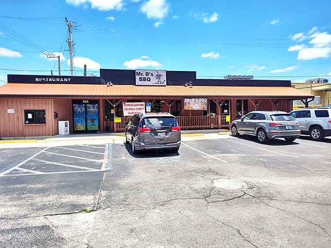 Mr. B's BBQ doesn't need fancy decor when the smoked meats speak this eloquently. A temple of barbecue where napkins aren't optional.
