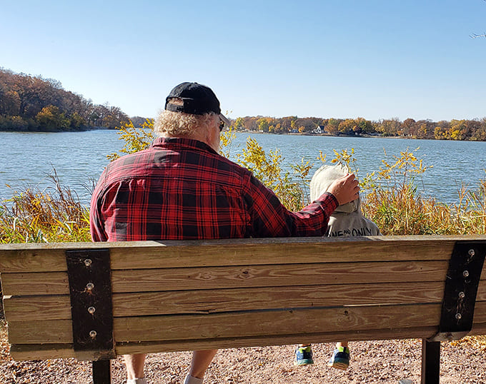 Sometimes the best seat in the house is a simple bench overlooking the water, especially when you've got someone to share it with and maybe a sandwich.