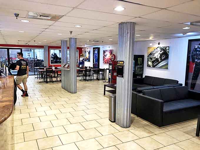 Between races, the lounge area becomes command central for strategic planning, friendly trash talk, and the occasional "I totally let you win" conversation.