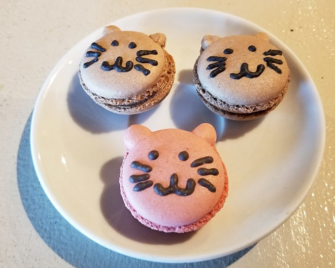 These adorable cat-shaped macarons are almost too cute to eat &ndash; almost. The whiskers and ears add irresistible charm.
