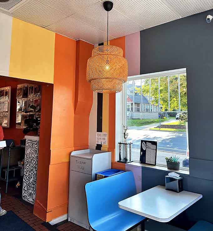 Seating: Cozy corner seating bathed in natural light offers the perfect perch to contemplate life's important questions – like ordering a second sandwich.