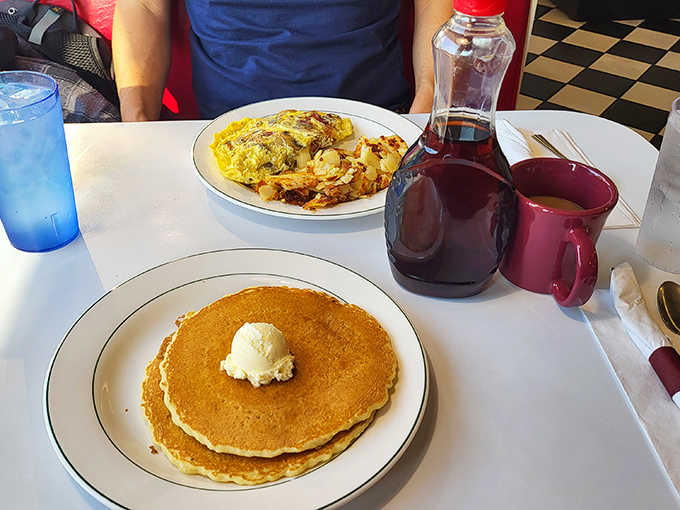 This pancake isn't just breakfast &ndash; it's a fluffy golden canvas awaiting its maple syrup masterpiece.