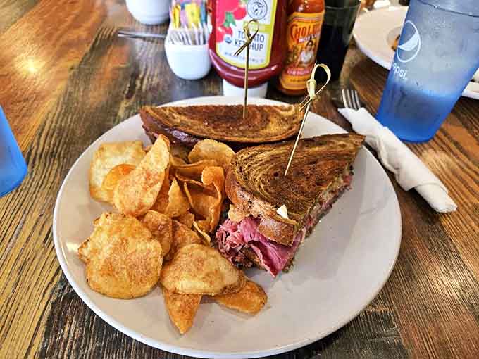 This pastrami sandwich isn't messing around &ndash; thick-cut meat, melty cheese, and grilled rye create the lunch of champions.