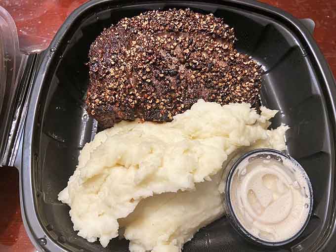 When your ribeye comes with mashed potatoes this creamy, you might forget vegetables exist, and honestly, who could blame you for that temporary amnesia?