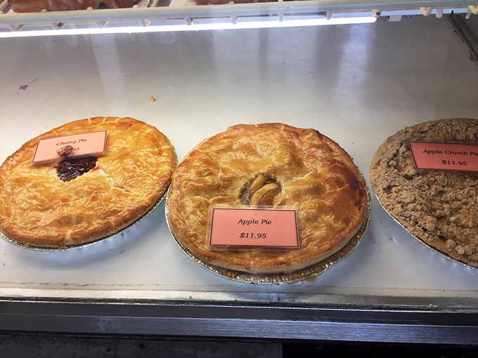 The pie selection at Nadine's proves that beauty and flavor can coexist &ndash; lattice work so perfect you almost feel guilty slicing into it. Almost.