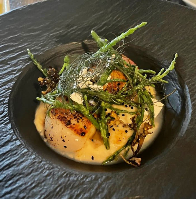 When scallops get the sear this perfect, angels somewhere get their wings, probably.