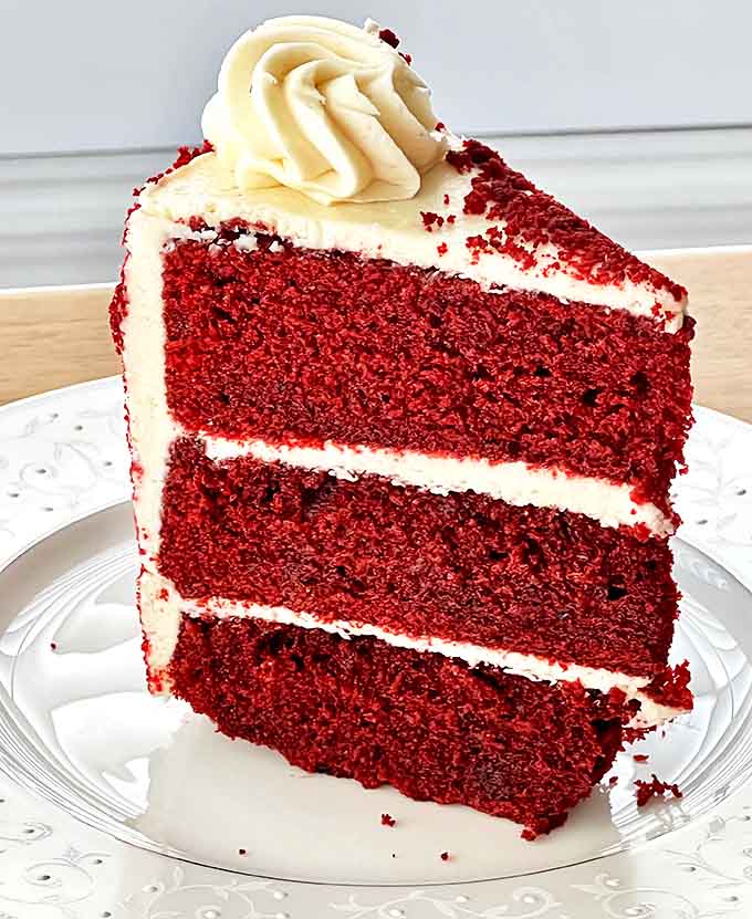 Three layers of crimson perfection that would make even non-cake-eaters reconsider their life choices.