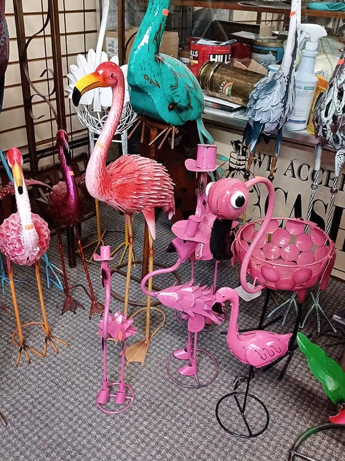 Pink flamingos made from repurposed metal prove that lawn ornaments can have second acts, and this flock is ready for their comeback tour.