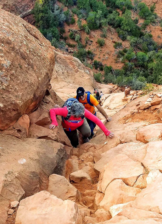 Rock scrambling becomes an impromptu dance with gravity, where finding your balance means trusting both yourself and the stone.
