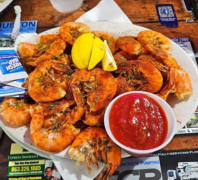 Peel-and-eat shrimp dusted with spices that complement rather than overwhelm &ndash; the kind that justify the roll of paper towels on every table.
