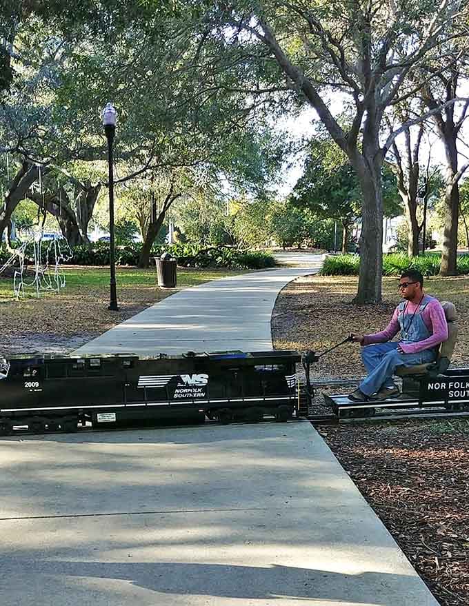 A Norfolk Southern replica locomotive demonstrates the incredible attention to detail that makes these miniature trains so captivating to enthusiasts of all ages.