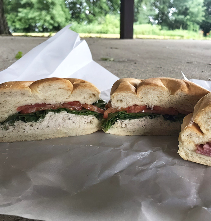 Lakeside dining at its finest: Even a tuna simple sandwich becomes extraordinary when enjoyed with Hero's Welcome's fresh ingredients.